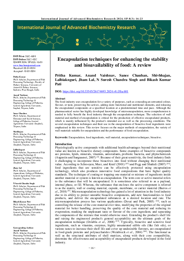 (PDF) Encapsulation techniques for enhancing the stability and ...