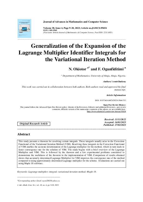 (PDF) Generalization of the Expansion of the Lagrange Multiplier ...
