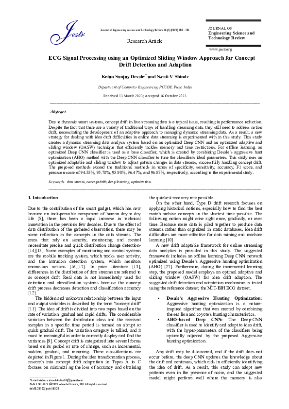 (PDF) ECG Signal Processing using an Optimized Sliding Window Approach for Concept Drift ...