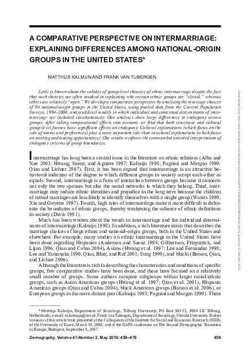 (PDF) A comparative perspective on intermarriage: Explaining ...