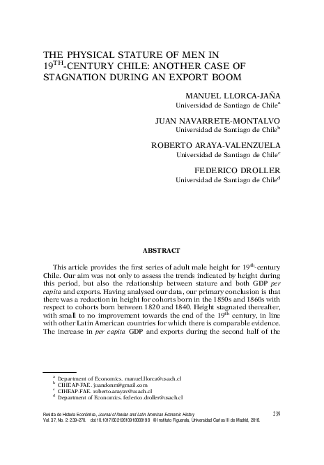 (PDF) The Physical Stature of Men in 19TH-CENTURY Chile: Another Case ...