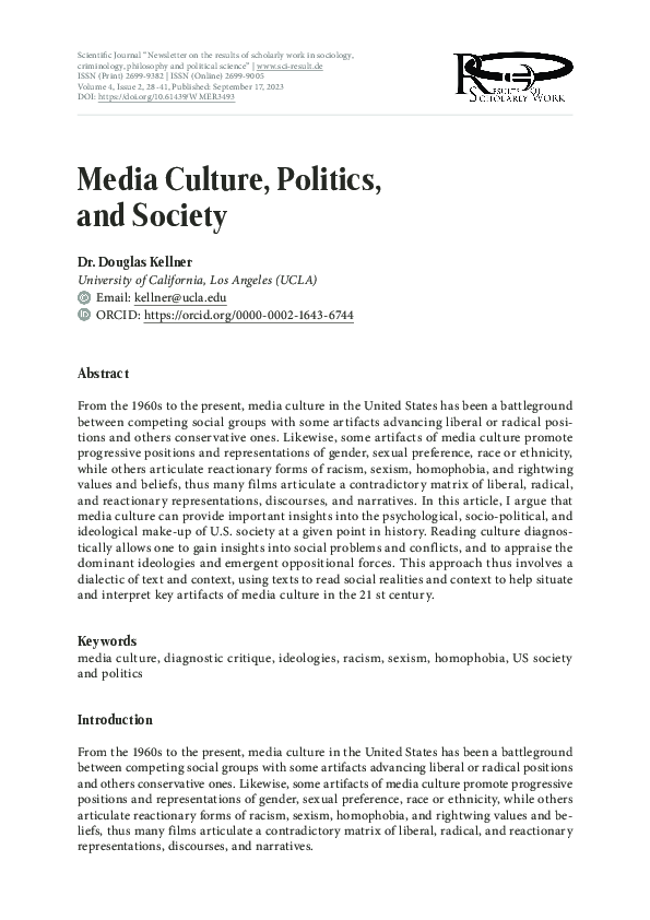 (PDF) Media Culture, Politics, and Society