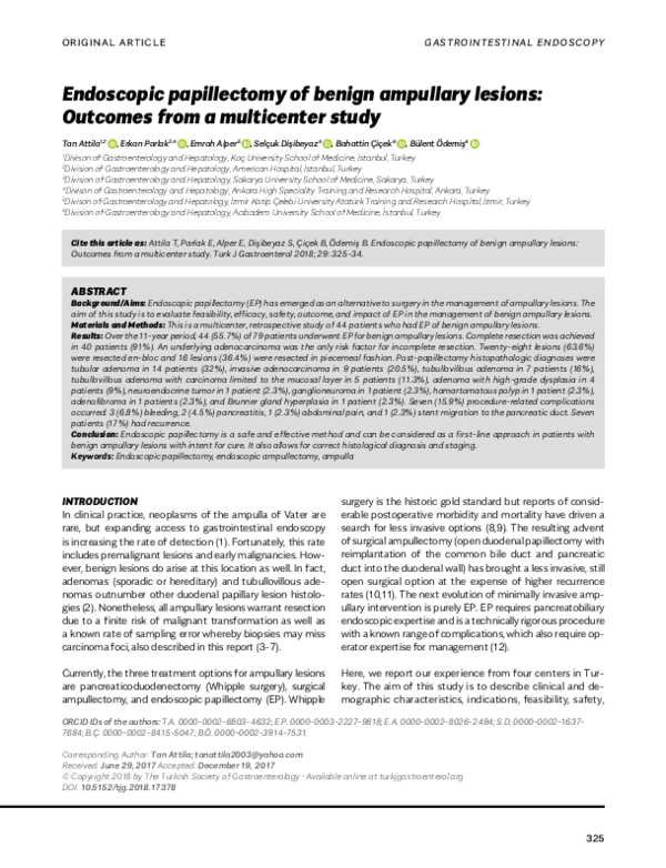 (PDF) Endoscopic papillectomy of benign ampullary lesions: Outcomes ...