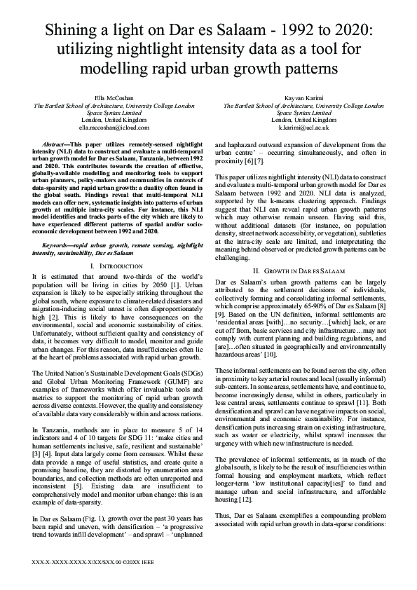 (PDF) Shining a light on Dar es Salaam - 1992 to 2020: utilizing ...