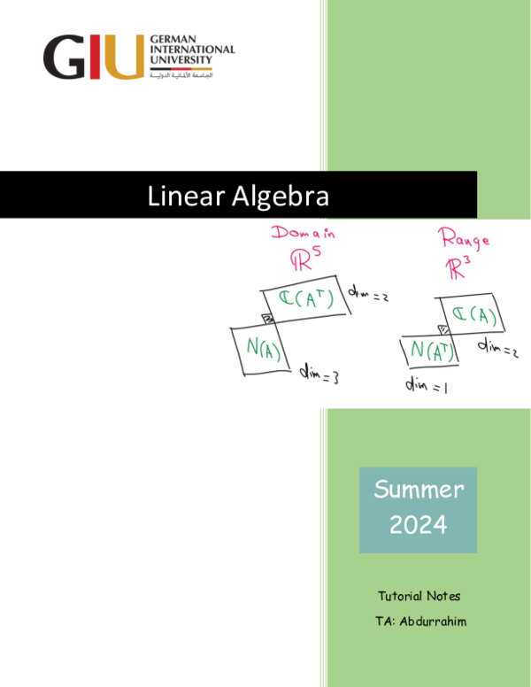 (PDF) Linear algebra tut Notes summer