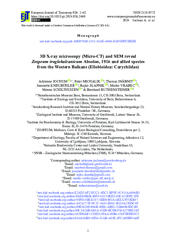 (PDF) 3D X-ray microscopy (Micro-CT) and SEM reveal Zospeum ...