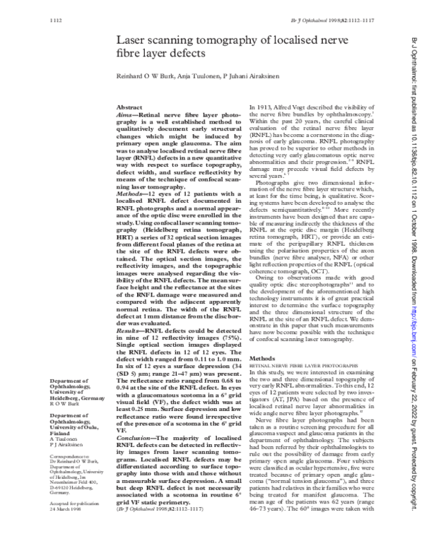 (PDF) Laser scanning tomography of localised nerve fibre layer defects