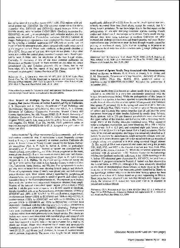 (PDF) First Report of Multiple Species of the Botryosphaeriaceae ...