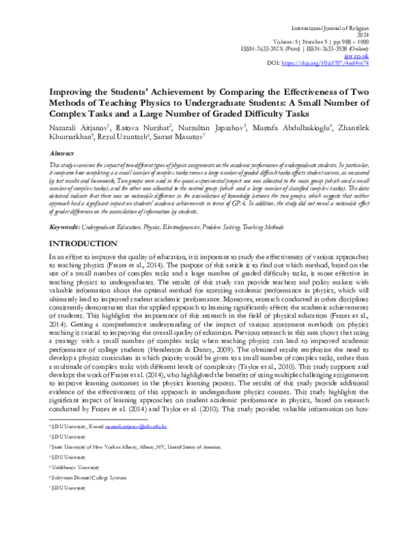 (PDF) Improving the Students' Achievement by Comparing the Effectiveness of Two Methods of ...