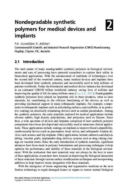 (PDF) Biosynthetic Polymers for Medical Applications