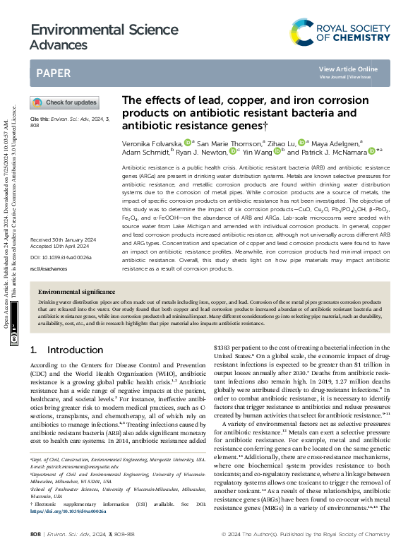(PDF) The effects of lead, copper, and iron corrosion products on ...