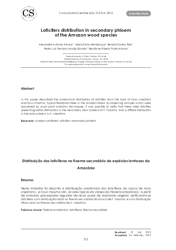 (PDF) Laticifers distribution in secondary phloem of the Amazon wood ...