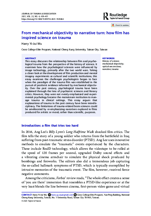 (PDF) From mechanical objectivity to narrative turn: how film has ...