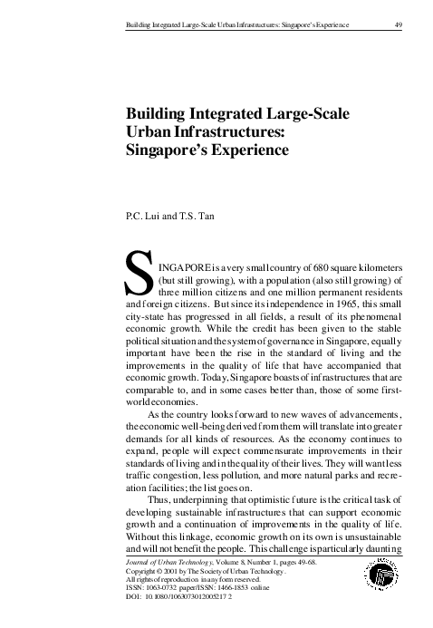(PDF) Building Integrated Large-Scale Urban Infrastructures: Singapore ...