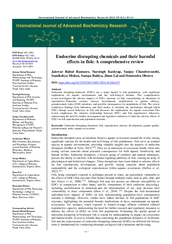 (PDF) Endocrine disrupting chemicals and their harmful effects in fish ...