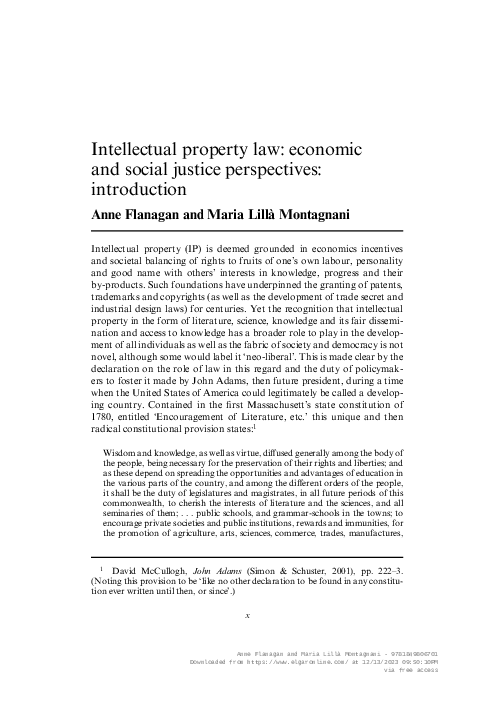 (PDF) Intellectual Property Law: Economic and Social Justice ...