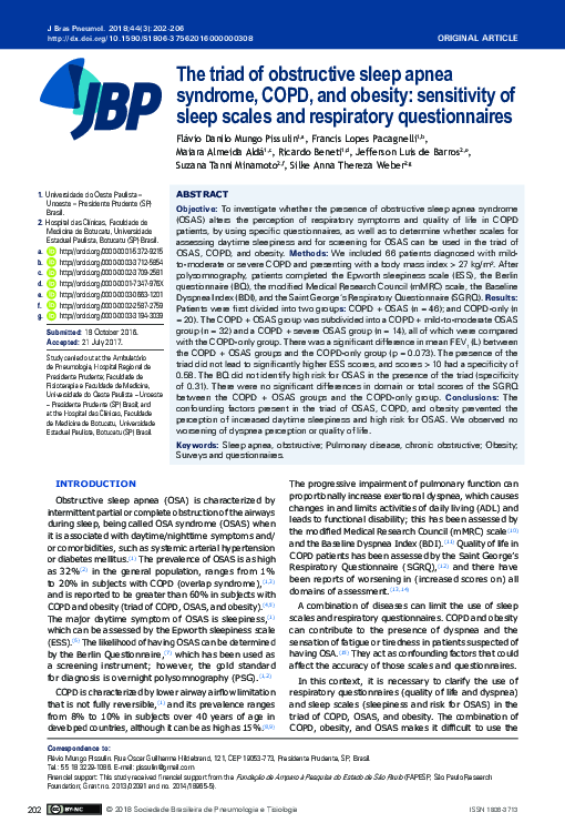 (PDF) The triad of obstructive sleep apnea syndrome, COPD, and obesity ...