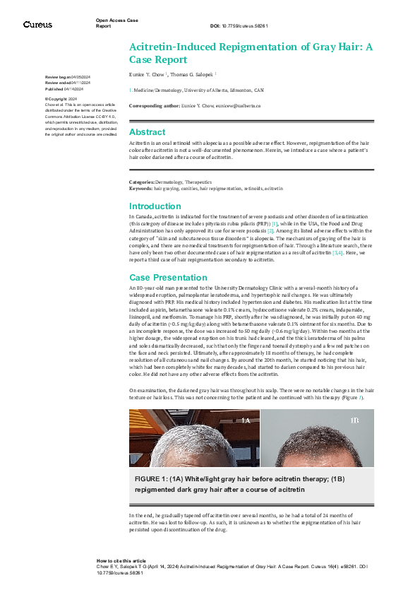 (PDF) Acitretin-Induced Repigmentation of Gray Hair: A Case Report