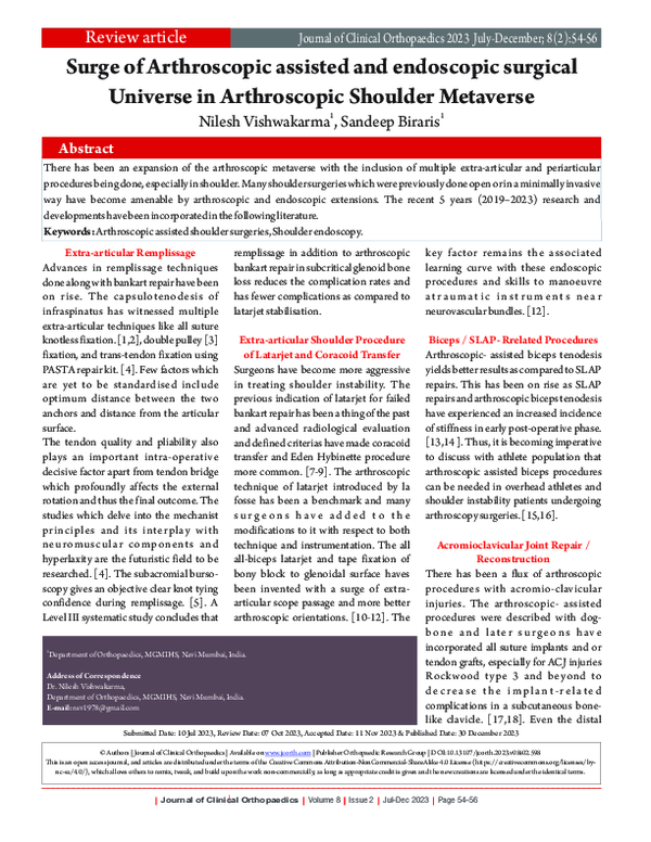 (PDF) Surge of Arthroscopic assisted and endoscopic surgical Universe ...