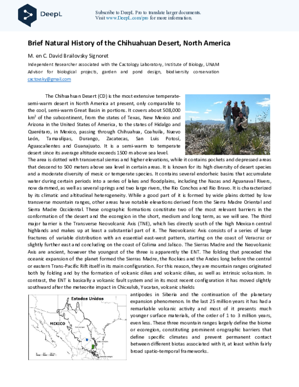 (PDF) Brief Natural History of the Chihuahuan Desert David Brailovsky ...
