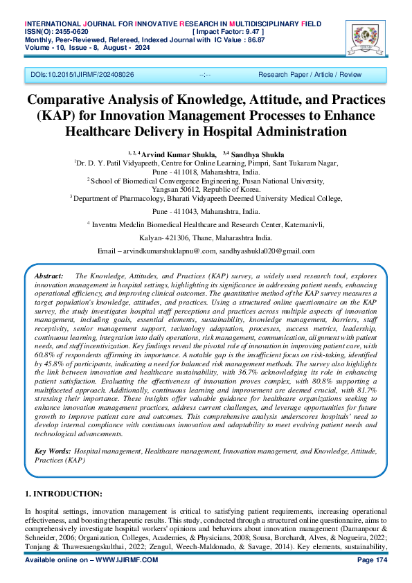 (PDF) Comparative Analysis of Knowledge, Attitude, and Practices (KAP) for Innovation Management ...