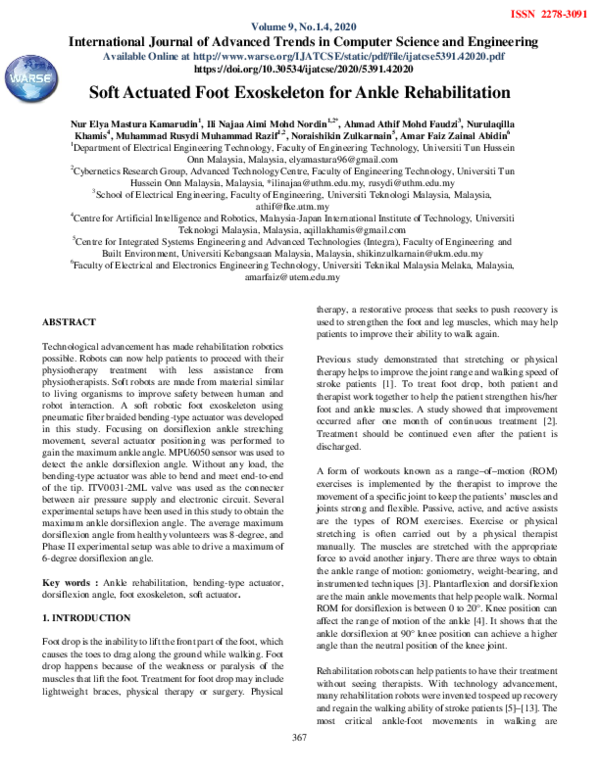 (PDF) Soft Actuated Foot Exoskeleton for Ankle Rehabilitation
