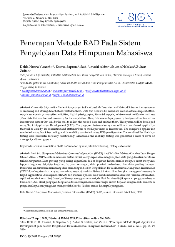 (PDF) Penerapan Metode RAD pada Sistem Pengelolaan Data Himpunan Mahasiswa