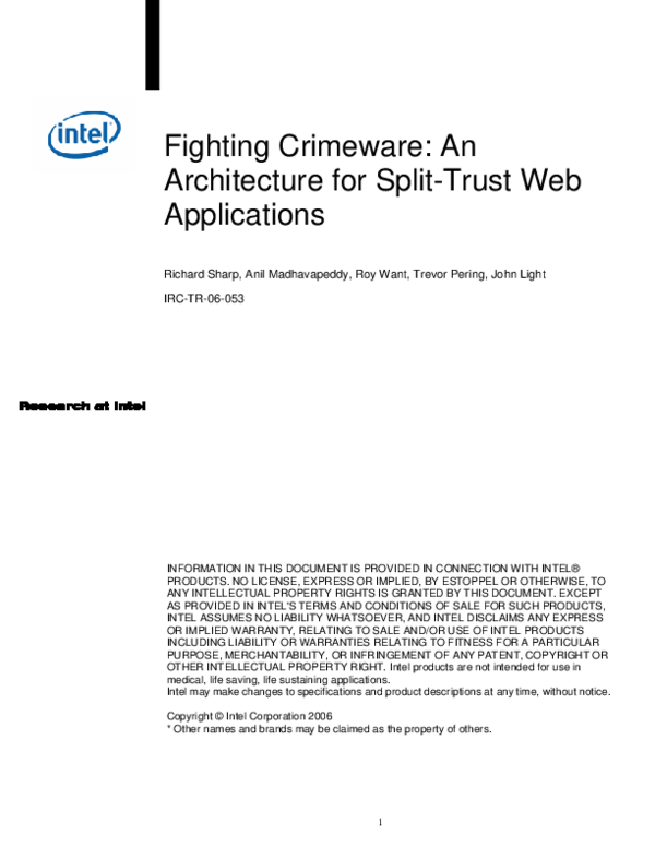 (PDF) Fighting crimeware: An architecture for split-trust web applications