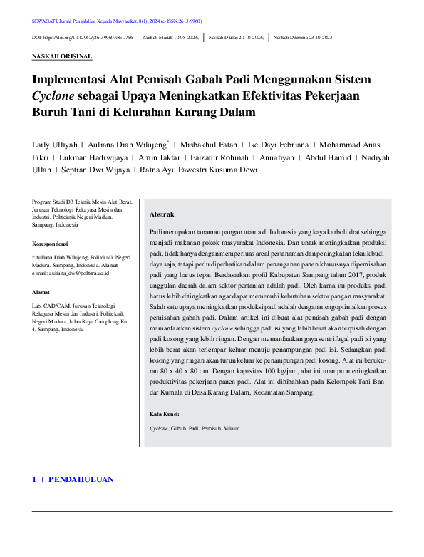 (PDF) Implementasi Alat Pemisah Gabah Padi Menggunakan Sistem Cyclone ...