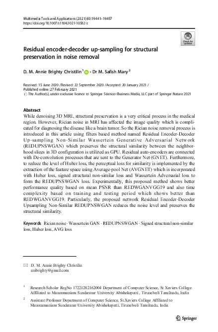Pdf Residual Encoder Decoder Up Sampling For Structural Preservation