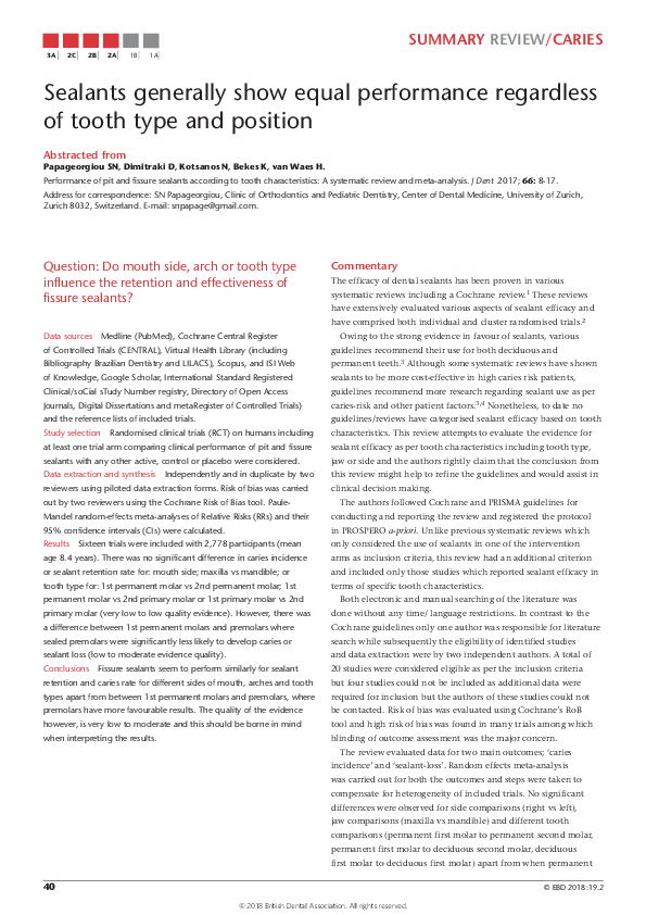 (PDF) Sealants generally show equal performance regardless of tooth ...