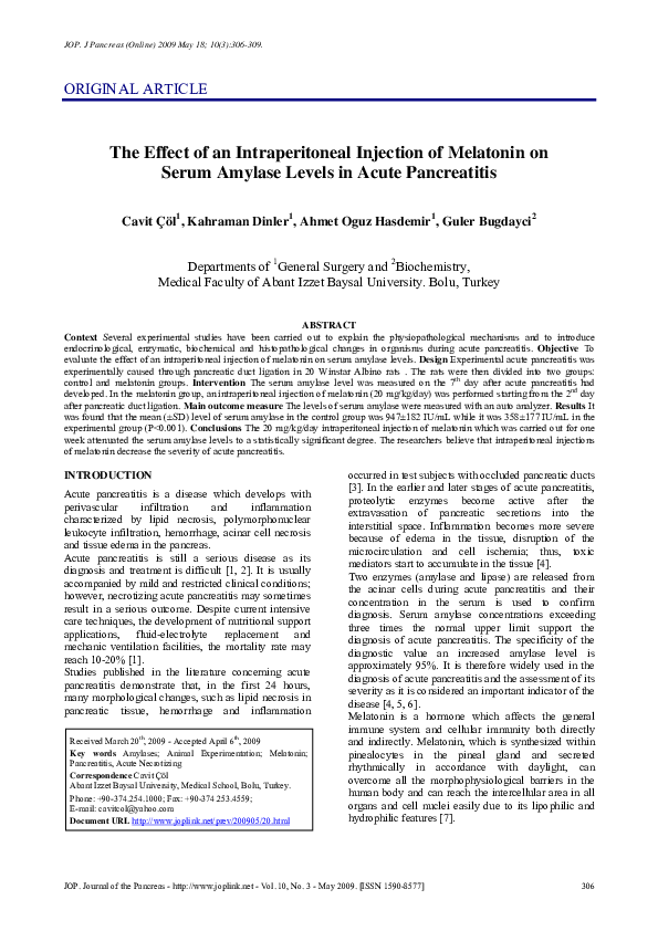 (PDF) The effect of an intraperitoneal injection of melatonin on serum ...