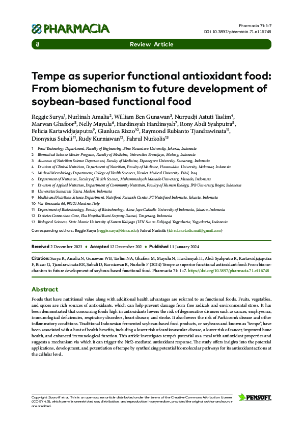 (PDF) Tempe as superior functional antioxidant food: From biomechanism ...