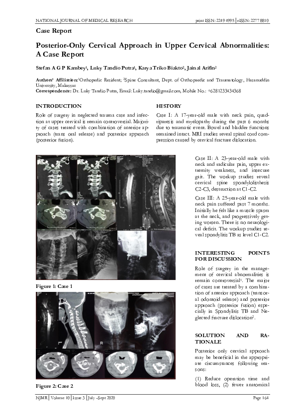 (PDF) Posterior-Only Cervical Approach in Upper Cervical Abnormalities ...
