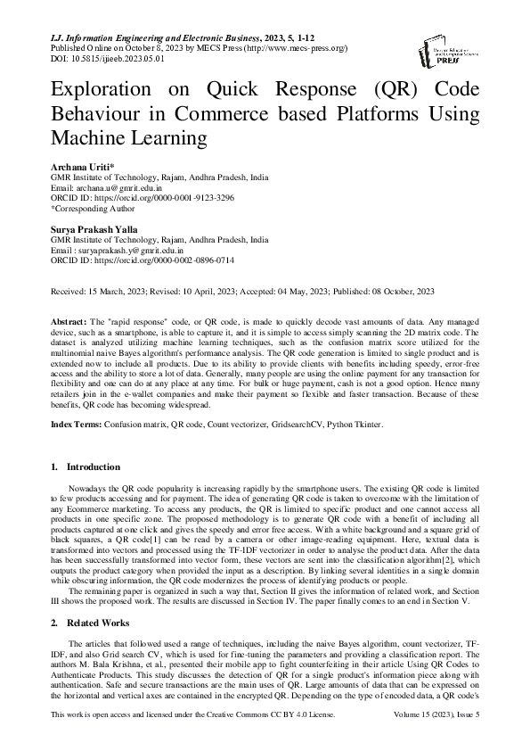(PDF) Exploration on Quick Response (QR) Code Behaviour in Commerce based Platforms Using ...