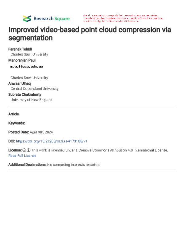 (PDF) Improved video-based point cloud compression via segmentation