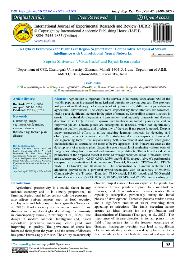 (PDF) A Hybrid Framework for Plant Leaf Region Segmentation: Comparative Analysis of Swarm ...