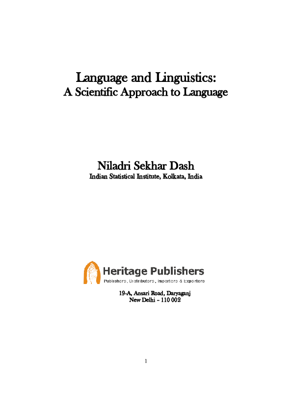 (PDF) Dash Language and Linguistics (2011) | Prof. Niladri Sekhar Dash ...