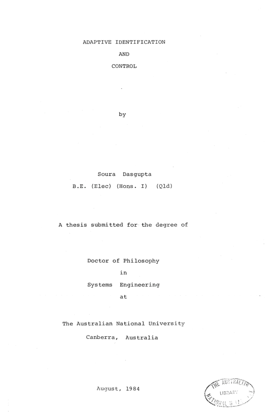 Pdf Adaptive Identification And Control Soura Dasgupta
