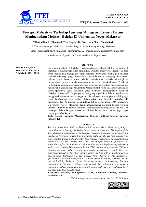 (PDF) Persepsi Mahasiswa Terhadap Learning Management System Dalam Meningkatkan Motivasi Belajar ...