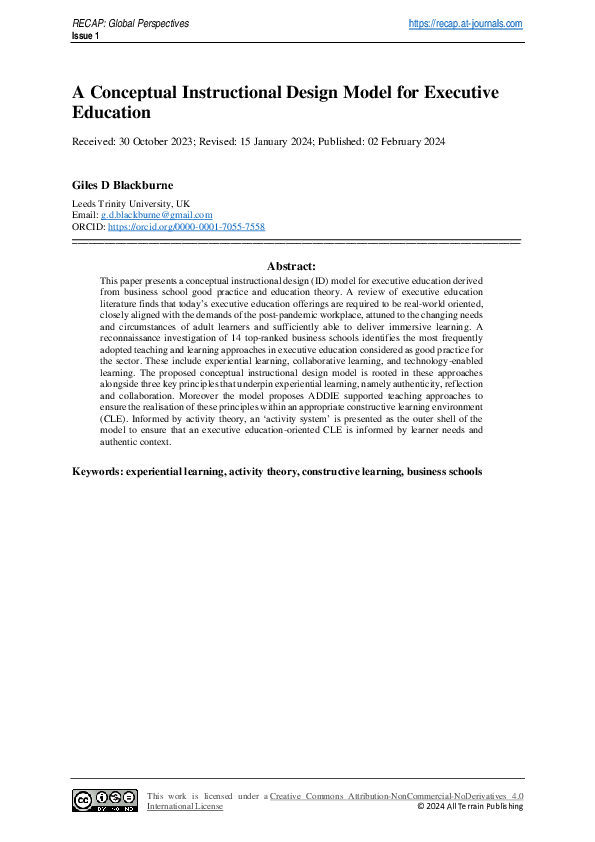 (PDF) A Conceptual Instructional Design Model for Executive Education