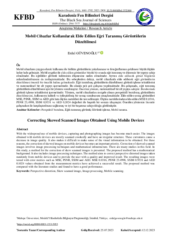 (PDF) Correcting Skewed Scanned Images Obtained Using Mobile Devices