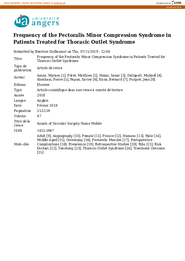 (PDF) Frequency of the Pectoralis Minor Compression Syndrome in ...