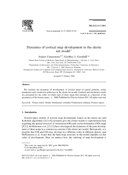 (PDF) Dynamics of cortical map development in the elastic net model