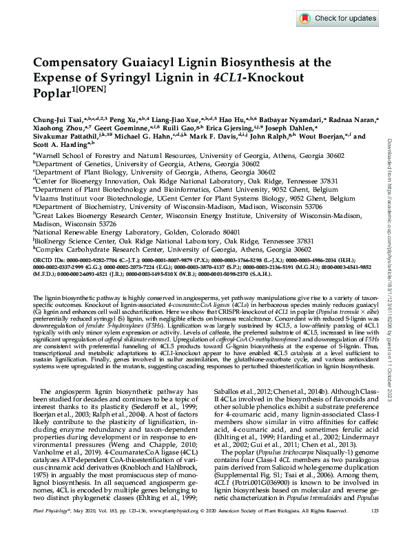 (PDF) Compensatory Guaiacyl Lignin Biosynthesis at the Expense of ...