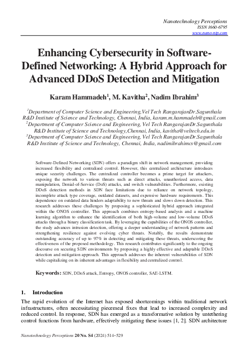 (PDF) Enhancing Cybersecurity in Software-Defined Networking: A Hybrid Approach for Advanced ...