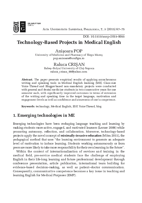 (PDF) Technology-Based Projects in Medical English