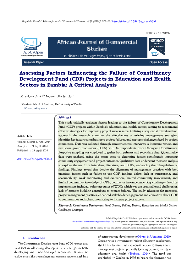 (PDF) Assessing Factors Influencing the Failure of Constituency ...