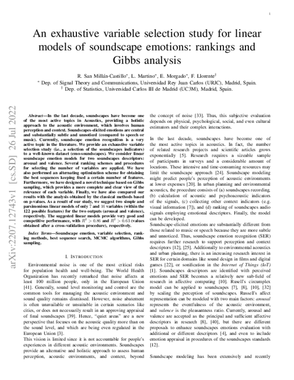 (PDF) An Exhaustive Variable Selection Study for Linear Models of Soundscape Emotions: Rankings ...