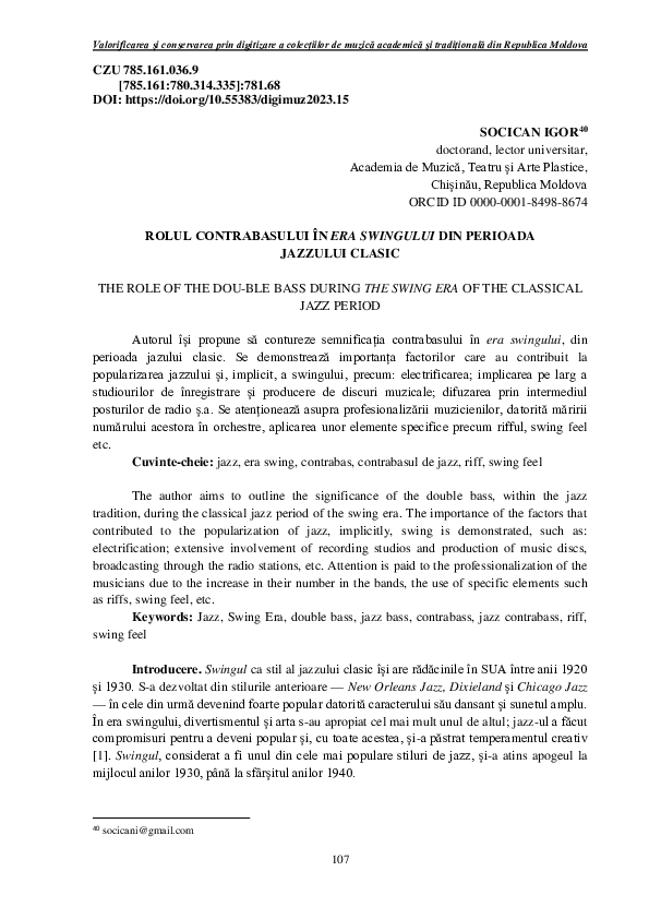 (PDF) The role of the double bass during The swing era of the classical ...